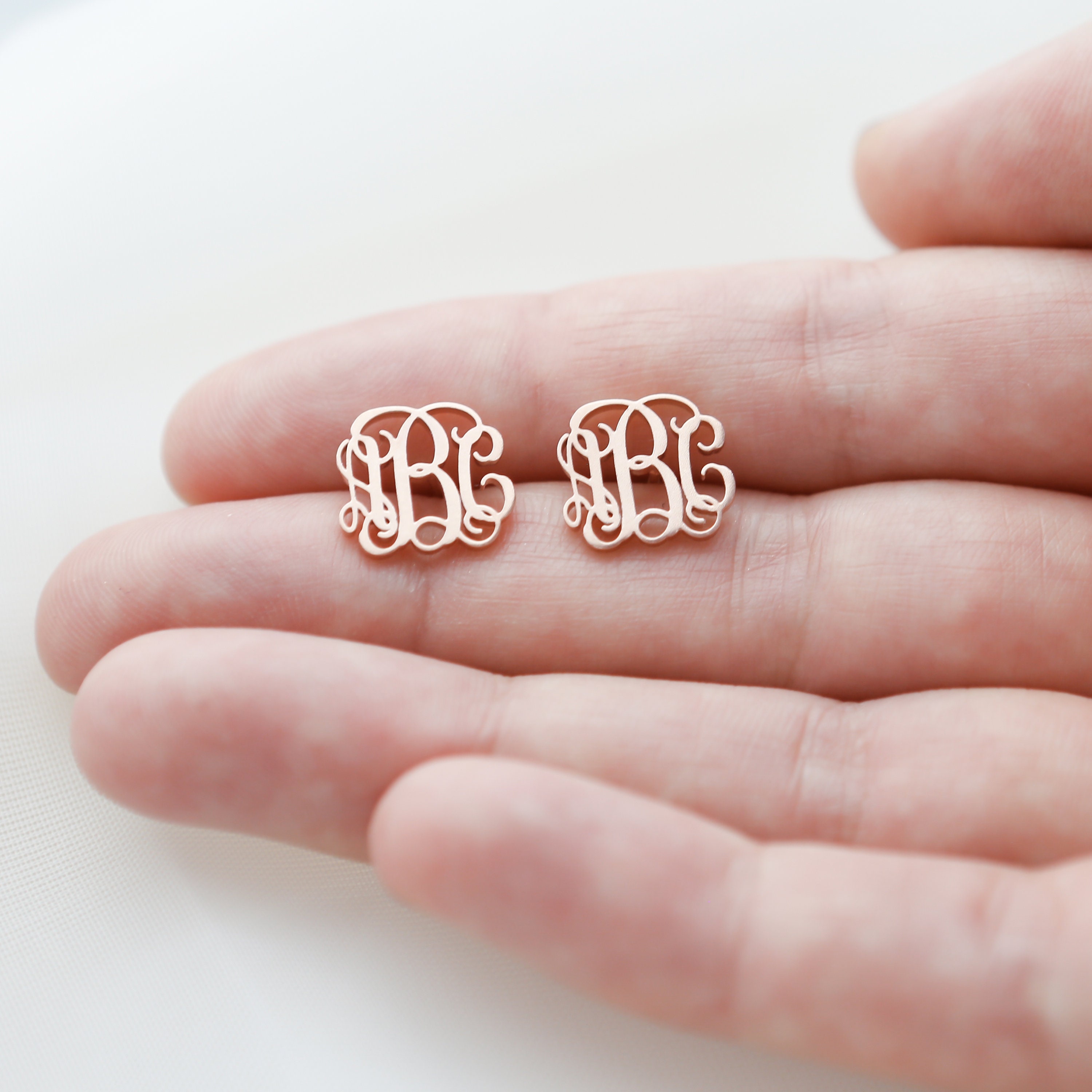 Dainty Monogram Earrings Minimalist Earrings Monogram Stud - Etsy
