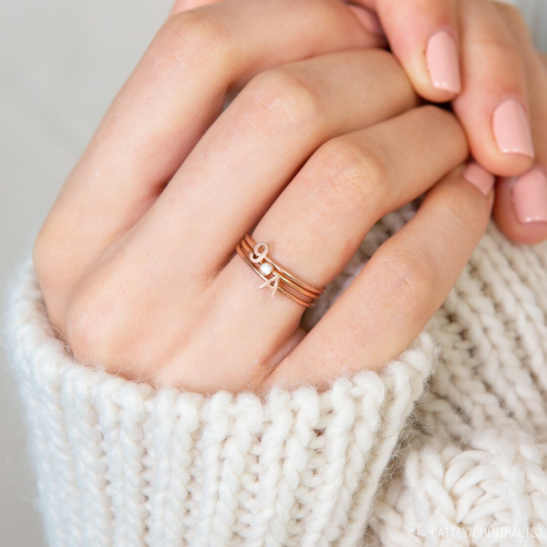 Custom Letter Ring • Personalized Initials Ring in Sterling Silver ...