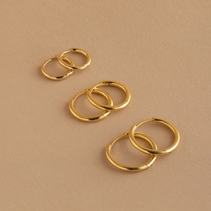 Stacking Hoop Earrings by Caitlyn Minimalist Thin Hoop Earrings in Gold ...