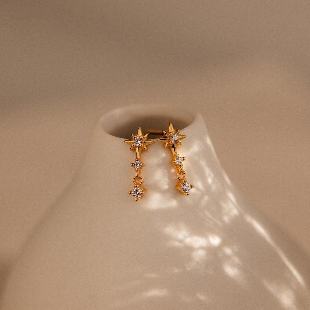 Star Drop Earrings by Caitlyn Minimalist • Dainty Diamond Charm ...