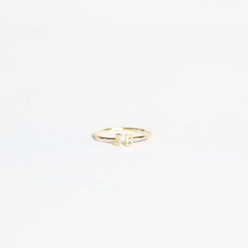 Duo Initial Ring Custom Letter Ring by Caitlyn Minimalist - Etsy