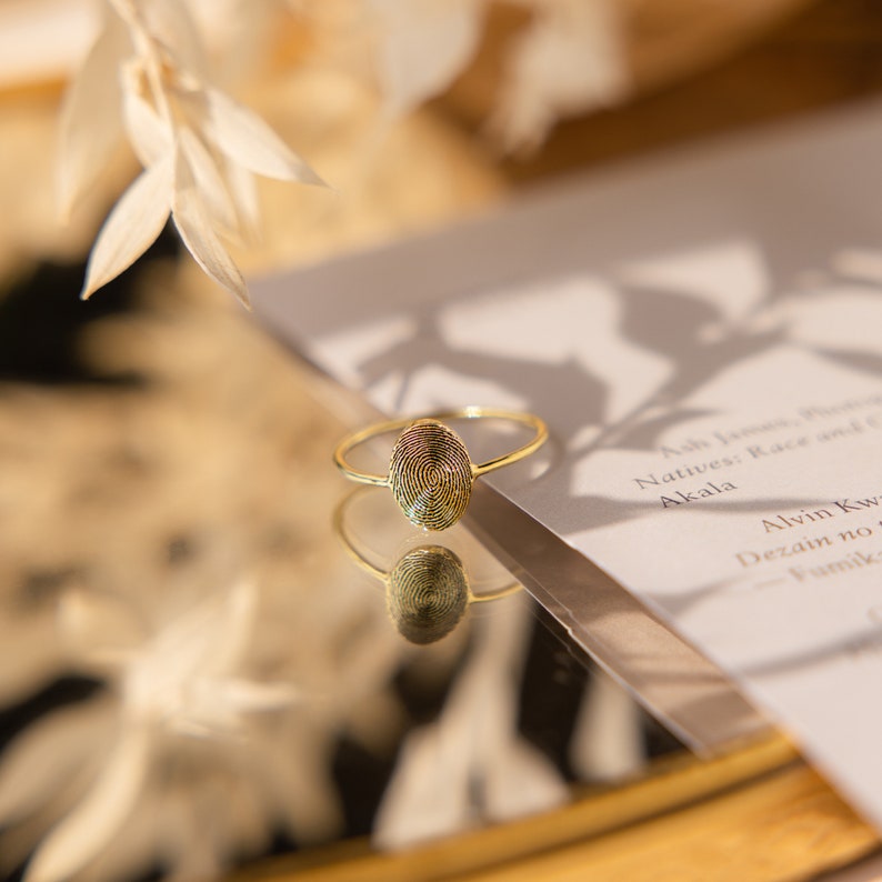 Oval Fingerprint Ring Actual Fingerprint Jewelry in Sterling - Etsy