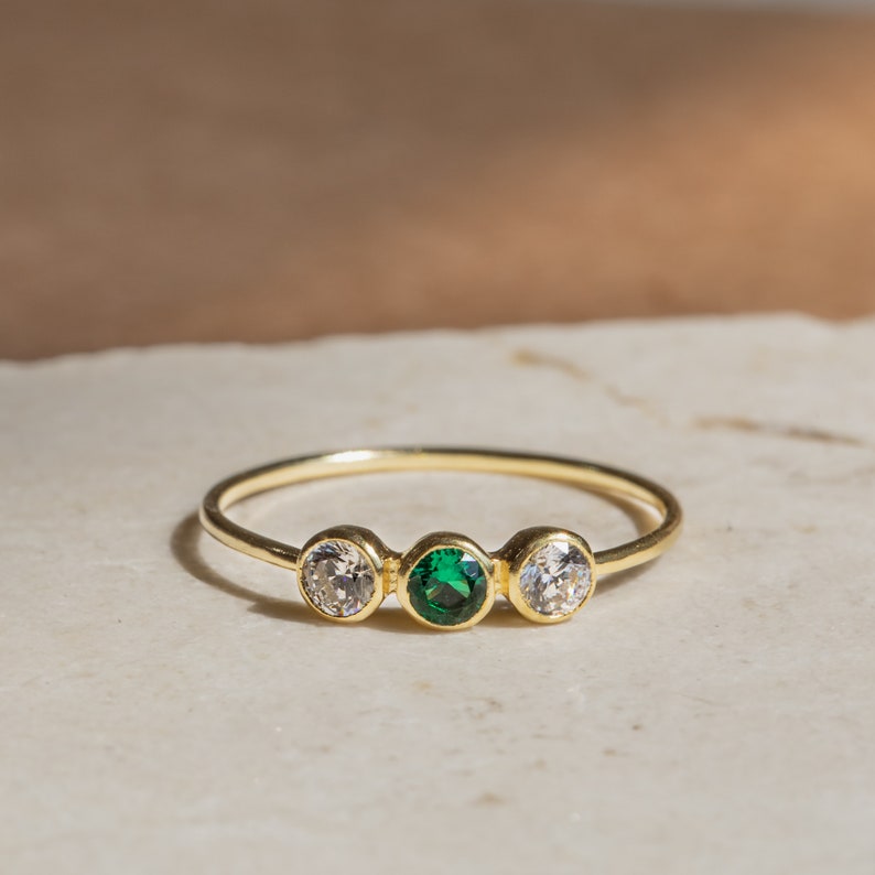 Custom Birthstone Ring Stackable Gemstone Ring - Etsy