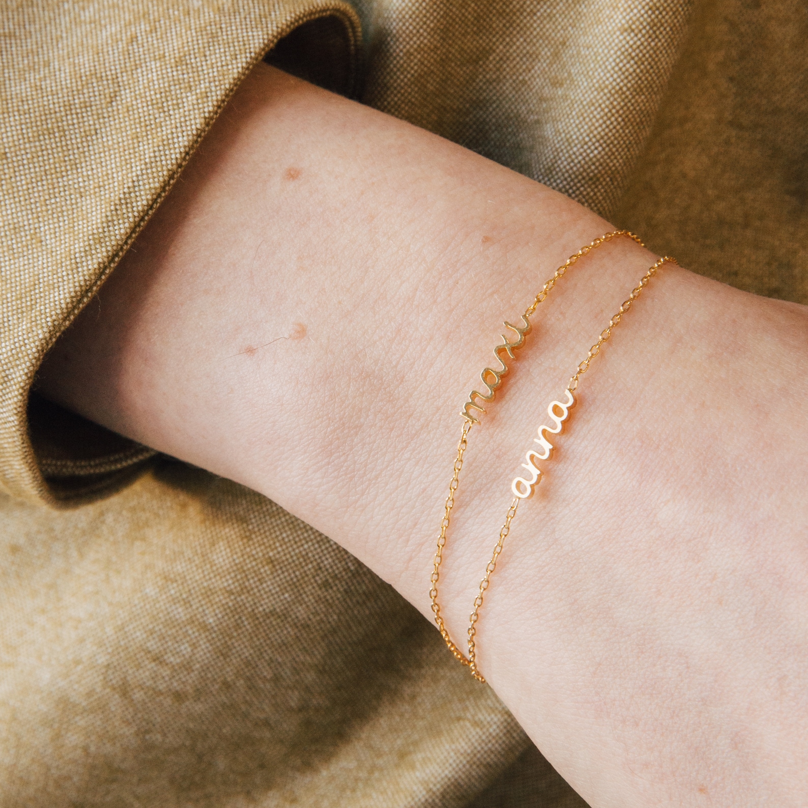 Tiny Name Bracelet by Caitlyn Minimalist Layering Bracelet - Etsy