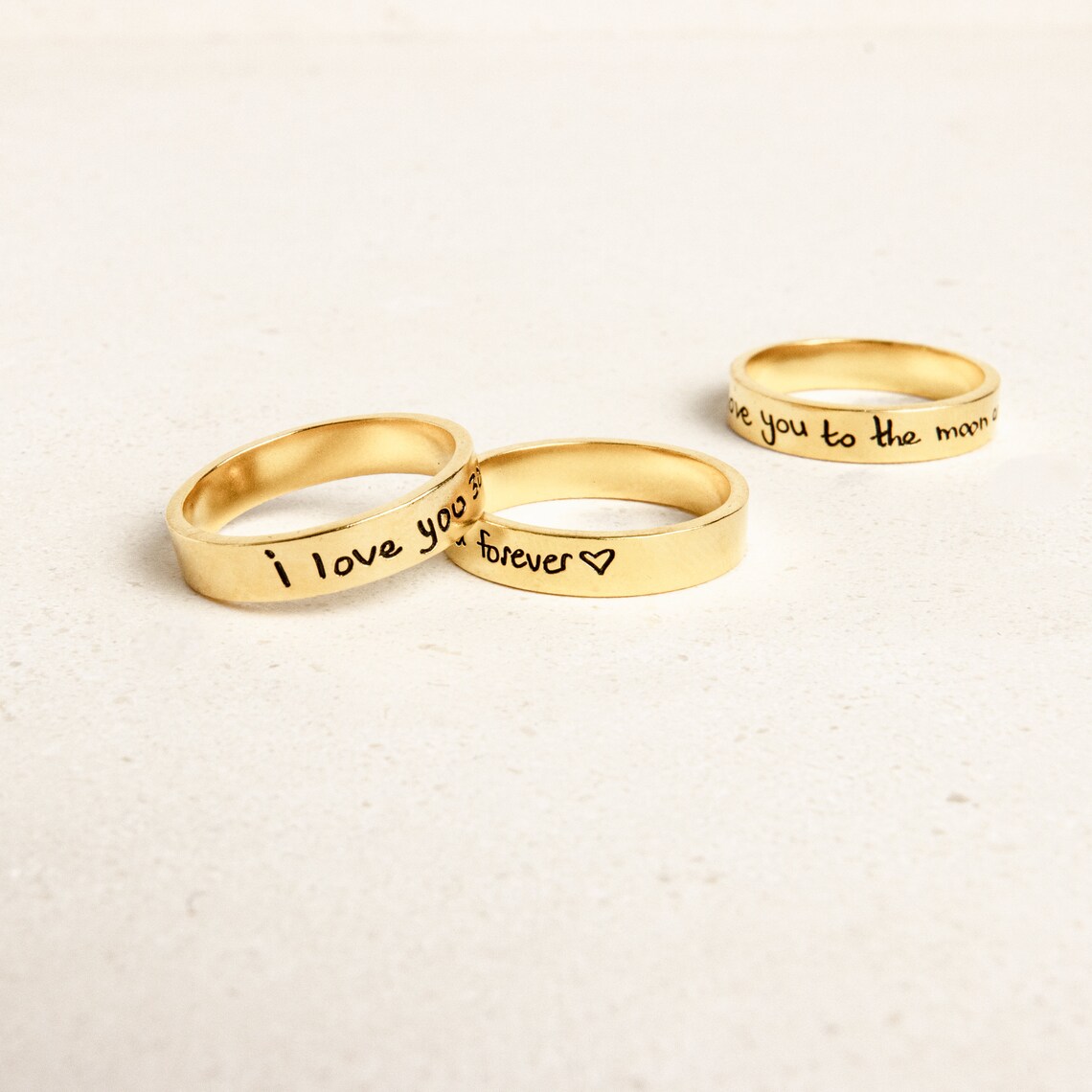 Memorial Handwriting Ring Actual Handwriting Band Ring | Etsy