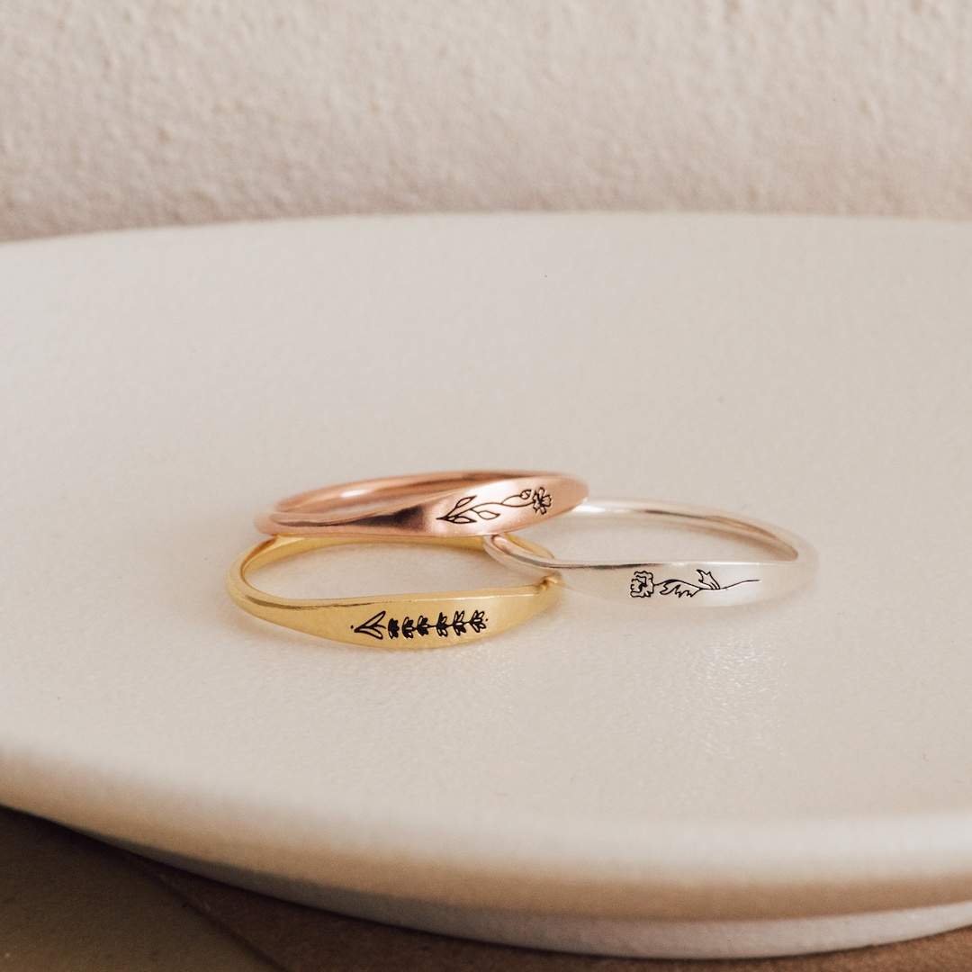 Dainty Engraved Flower Ring by Caitlynminimalist • Personalized ...