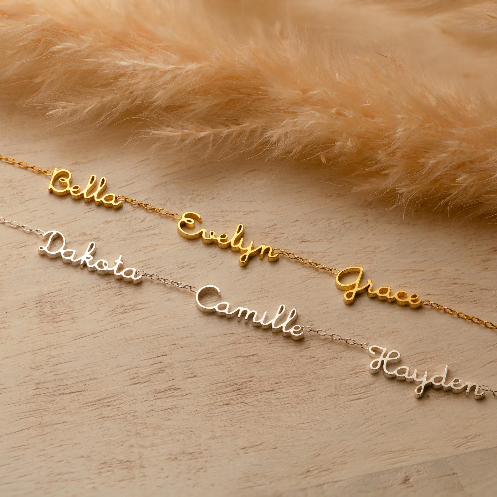 Dainty Multiple Name Necklace by Caitlyn Minimalist • Custom Silver ...