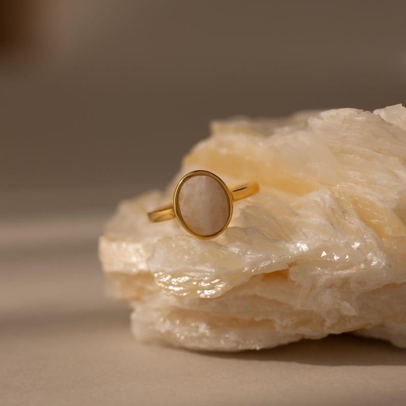 Moonstone Signet Ring by Caitlyn Minimalist • Solitaire Crystal Ring ...
