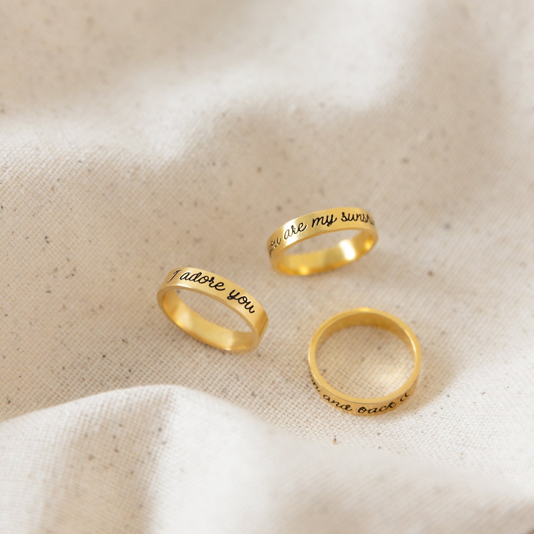 Custom Message Ring in Gold, Silver, Rose • Personalized Engraved Ring ...