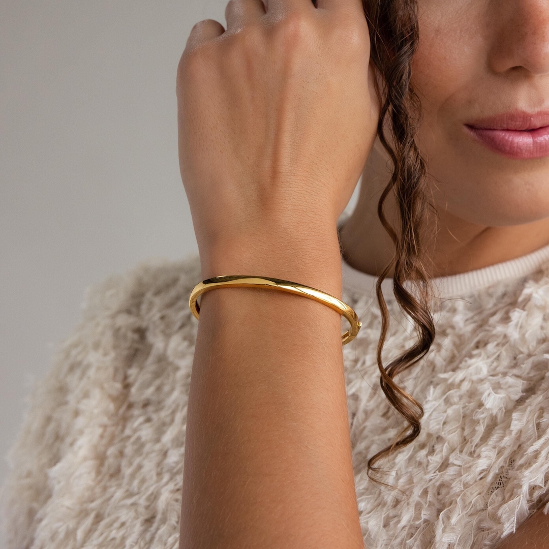 Classic Bangle Bracelet by Caitlyn Minimalist • Minimalist Stacking Bracelet in Gold • Statement ...