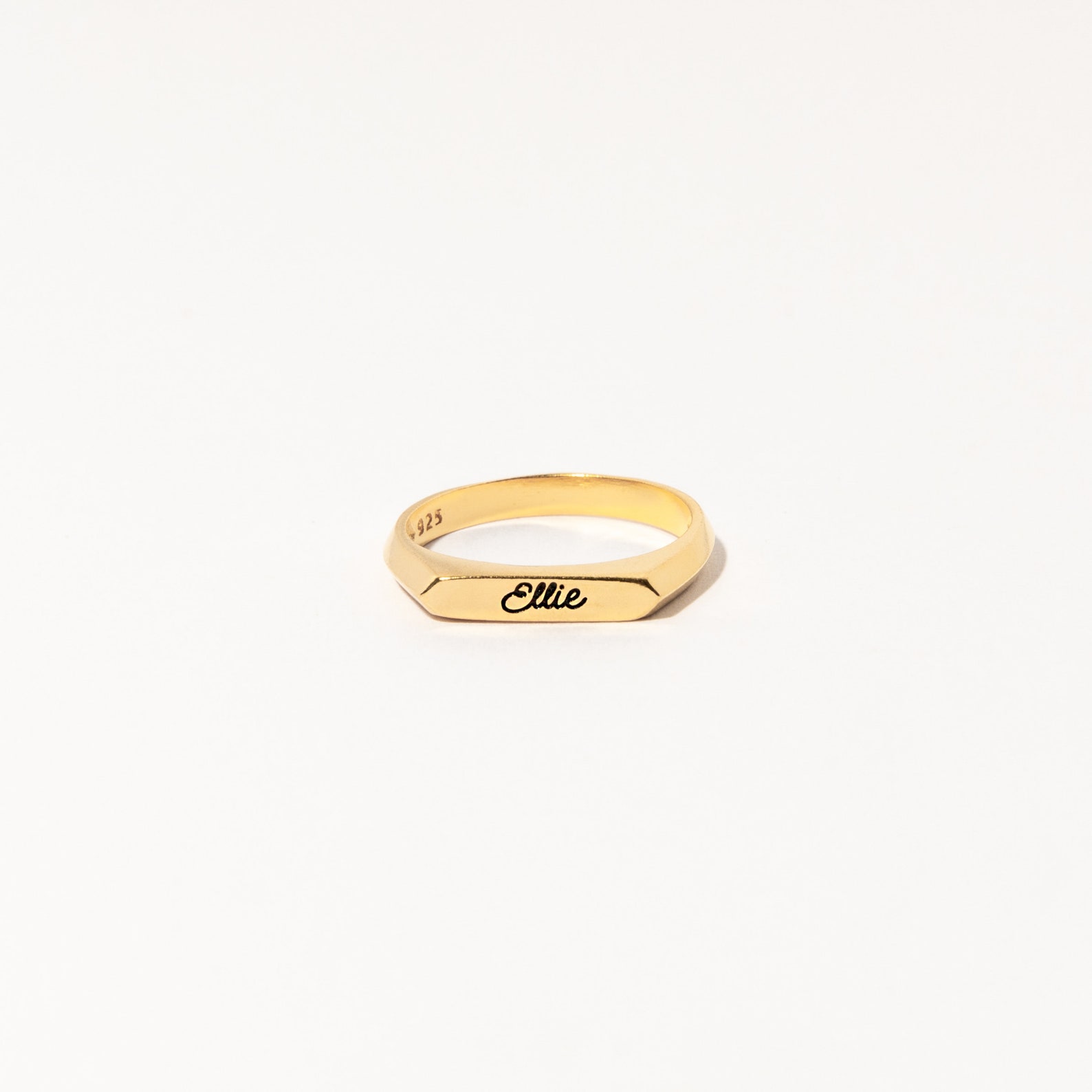 Custom Signet Ring Name Ring Stackable Bar Ring - Etsy