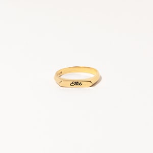 Custom Signet Ring • Name Ring • Stackable Bar Ring • Minimalist Ring ...