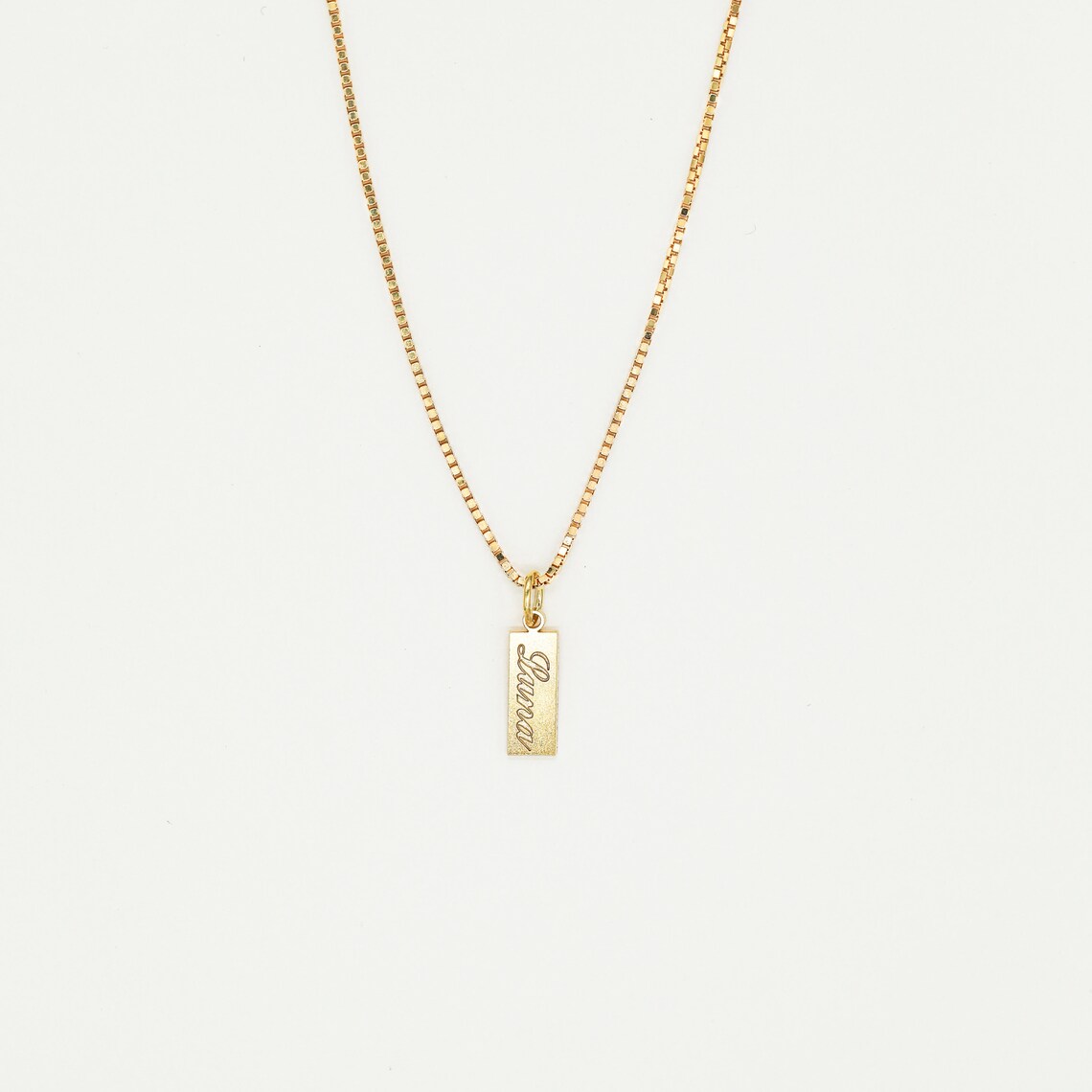 Dainty Name Tag Necklace With Box Chain Initial Tag Necklace - Etsy