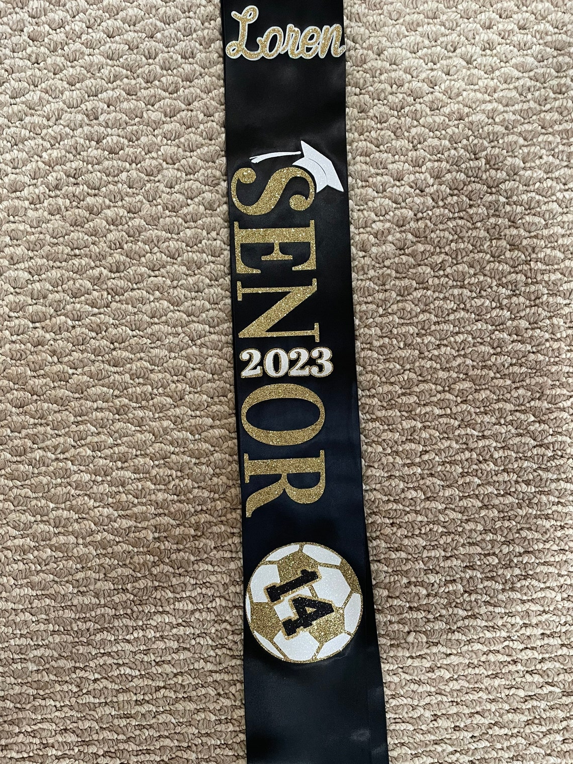Black Senior Sash- Senior Soccer Sash- Glitter Senior Sash ...