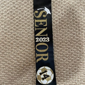 Black Senior Sash- Senior Soccer Sash- Glitter Senior Sash ...
