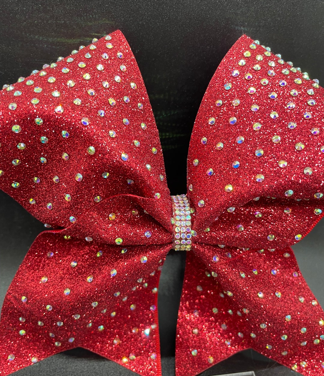 Red Rhinestones Cheer Bow-red Glitter Cheer Bow- Competition Cheer Bow ...
