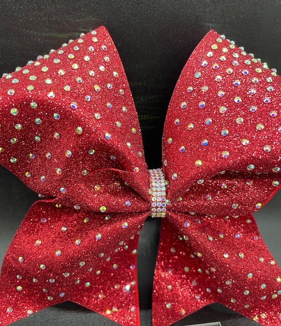 Red Rhinestone Cheer Bows