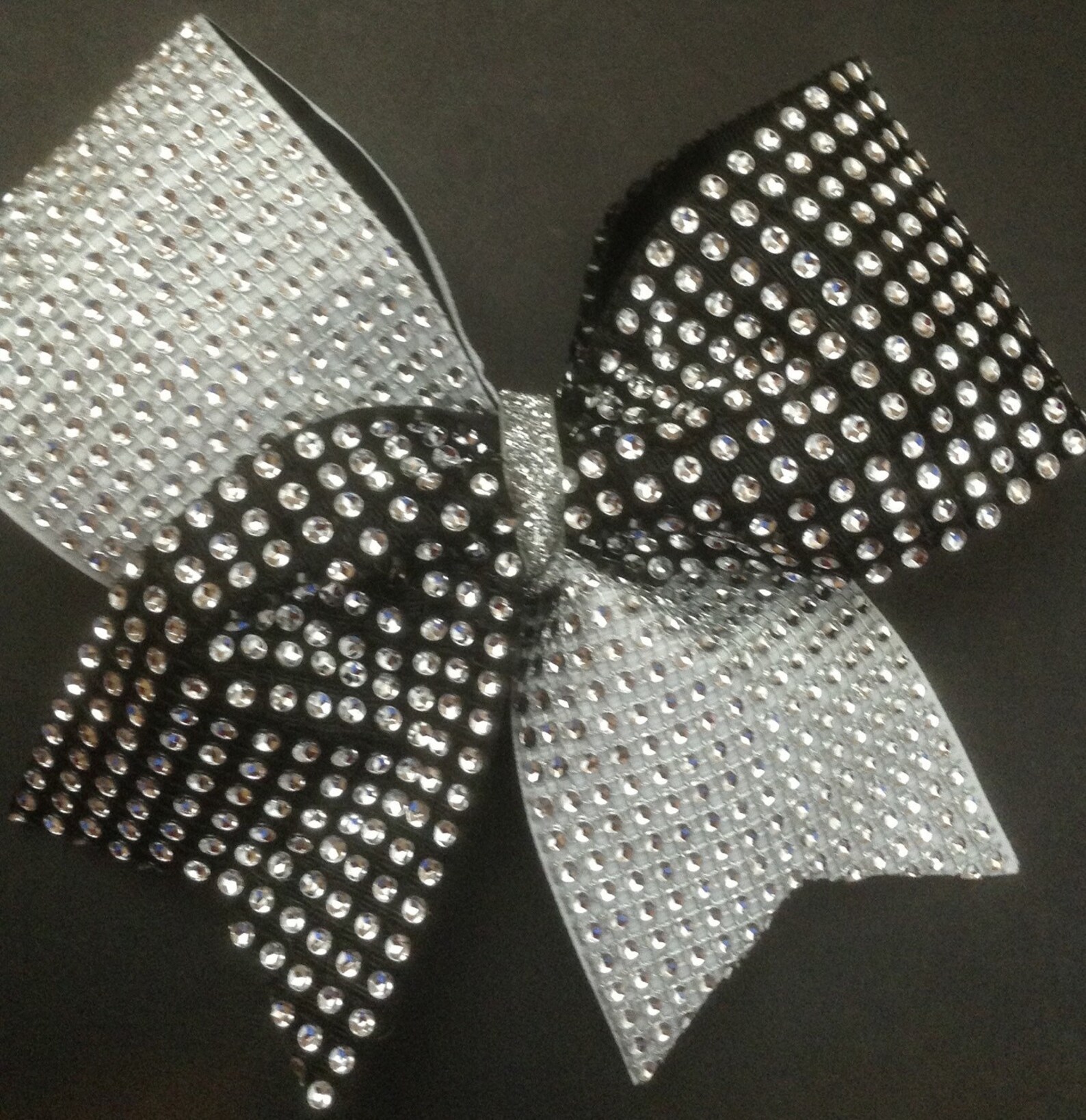 Silver & Black Rhinestones Cheer Bow - Etsy