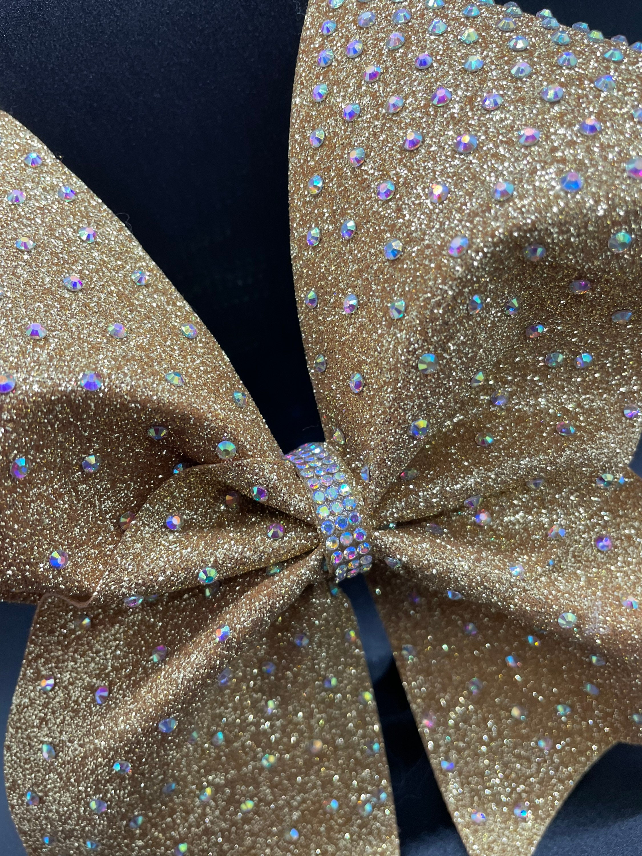 Gold Rhinestones Cheer Bow- Gold Glitter Cheer Bow- Competition Cheer ...