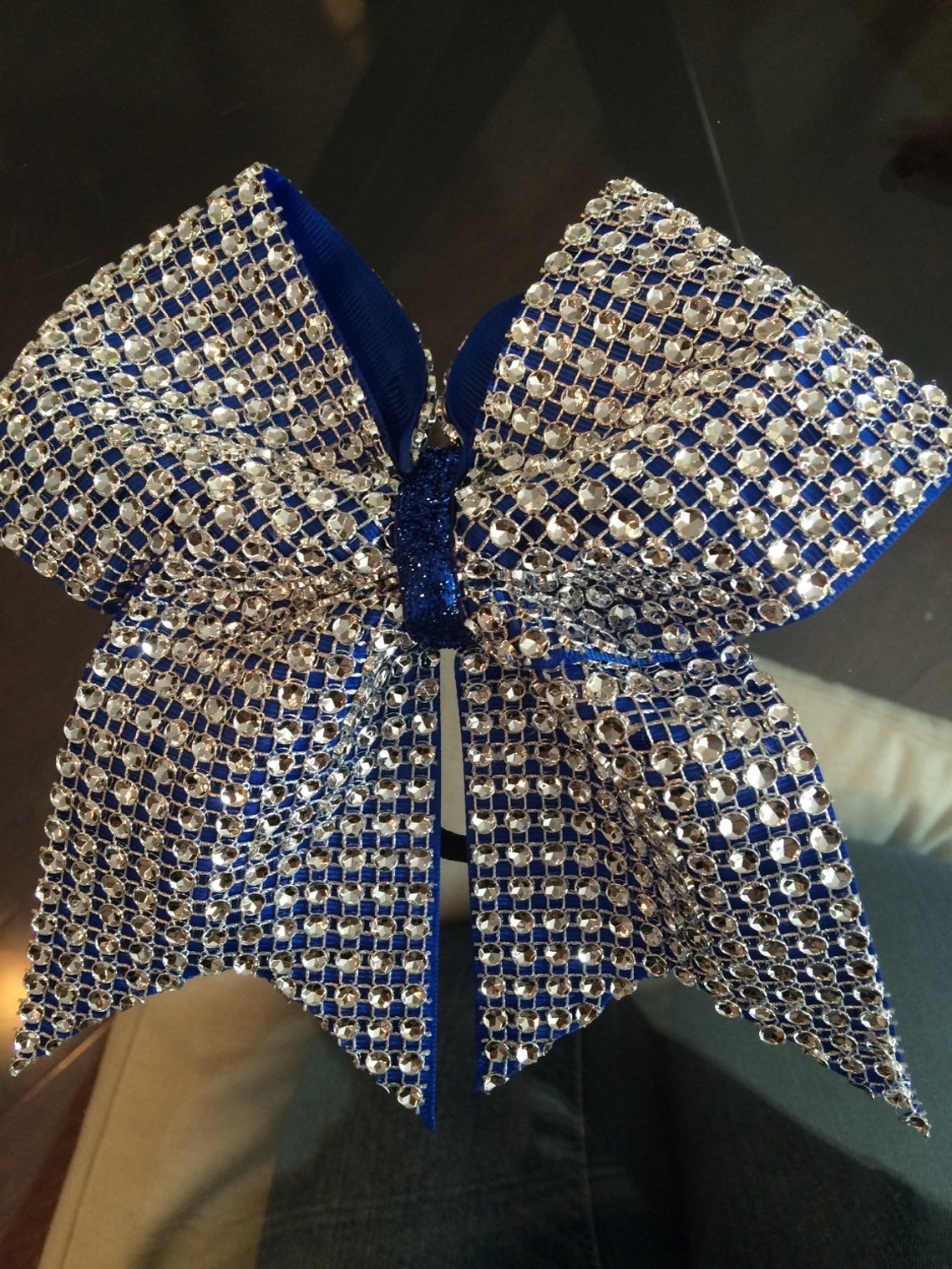 Cheer Bow Navy Blue With Rhinestones-rhinestones Cheer Bow | Etsy