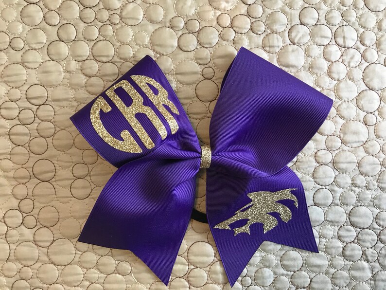 Purple Panther cheer bow Monogram Glitter Cheer Bow Cheer | Etsy