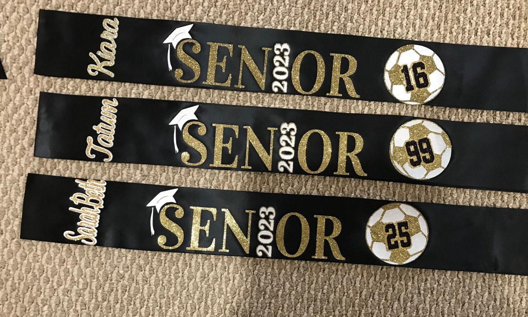Black Senior Sash- Senior Soccer Sash- Glitter Senior Sash ...