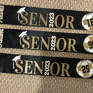 Black Senior Sash- Senior Soccer Sash- Glitter Senior Sash ...