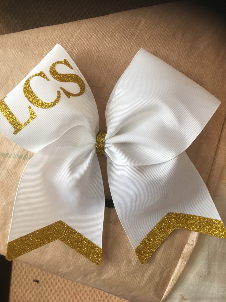 White and Gold Cheer Bow Sideline Cheer Bows Team Cheer | Etsy