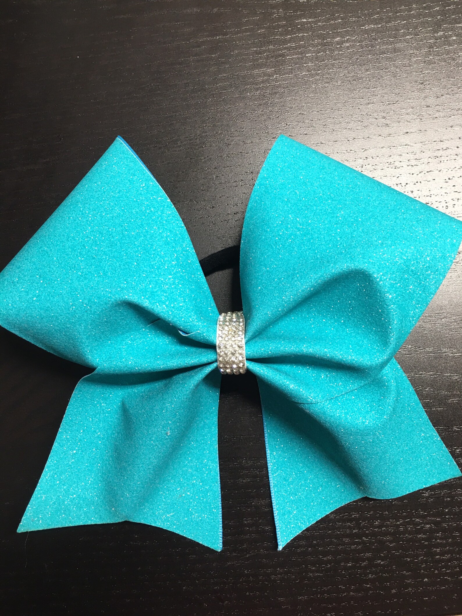 Teal Glitter Cheer Bow-teal Bow With Rhinestones Teal Cheer | Etsy