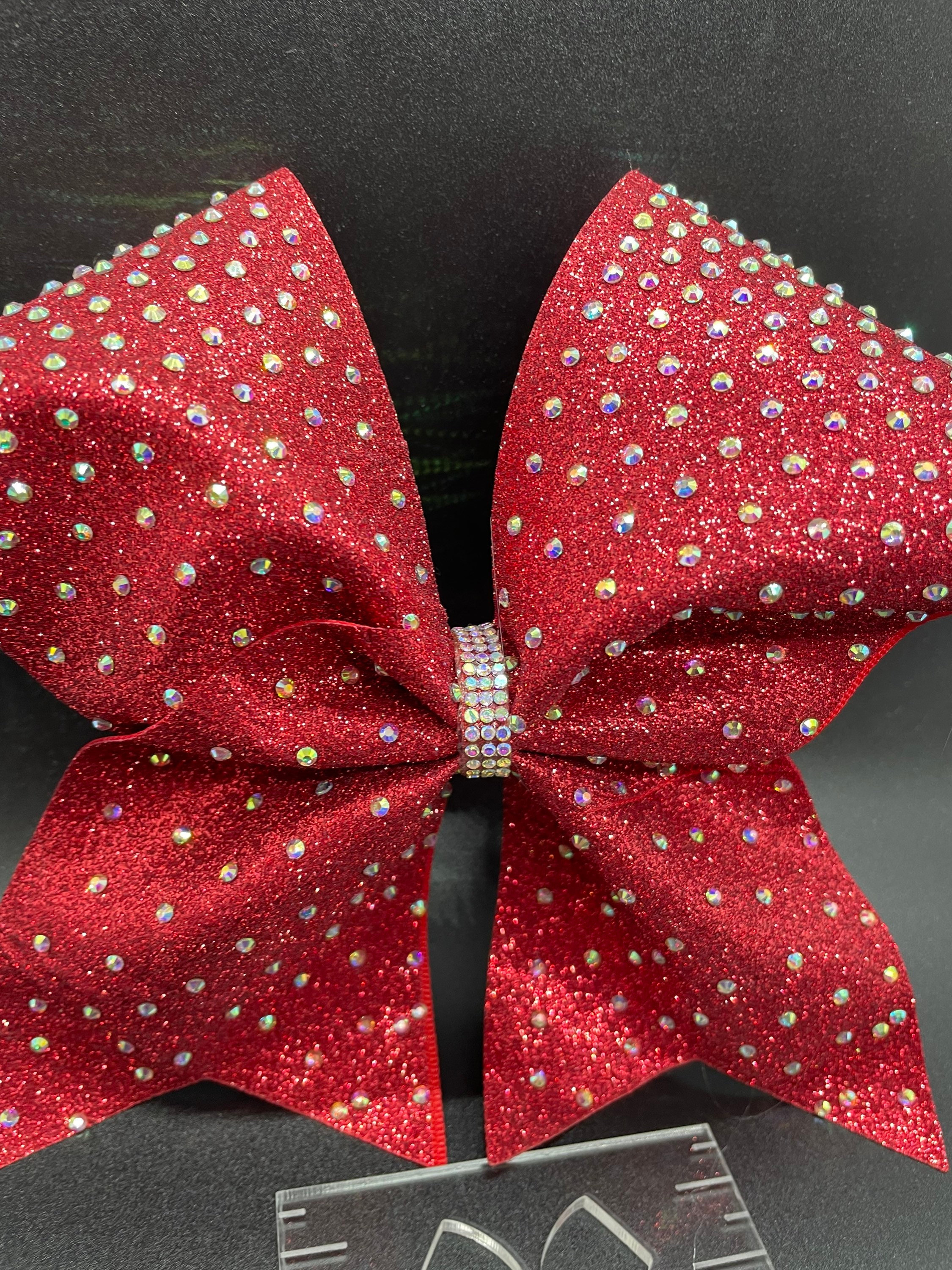 Red Rhinestones Cheer Bow-red Glitter Cheer Bow- Competition Cheer Bow ...