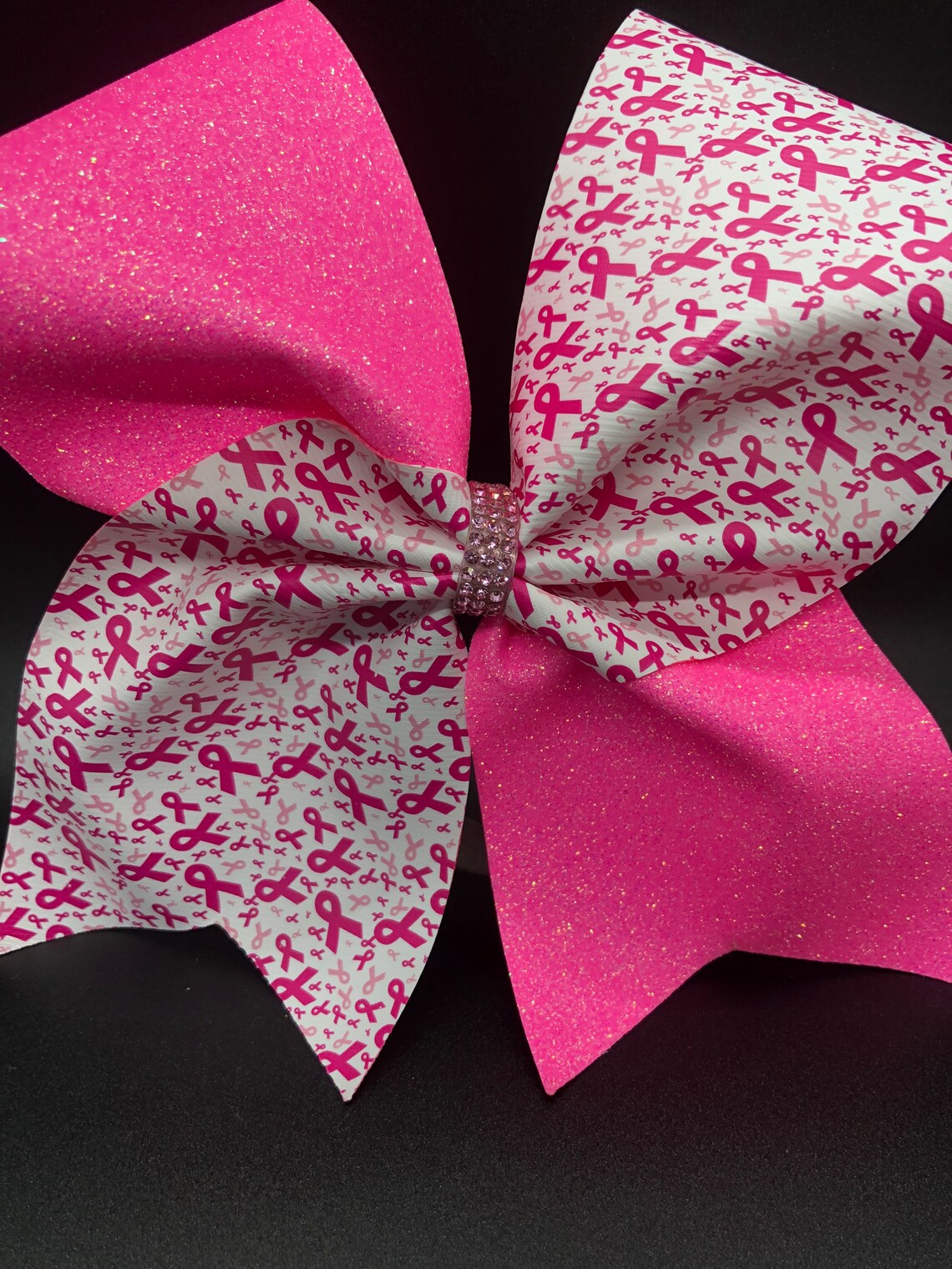 Neon Pink Glitter Cheer Bow-pink Bow With Rhinestones Pink - Etsy