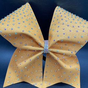 Gold Rhinestones Cheer Bow- Gold Glitter Cheer Bow- Competition Cheer ...