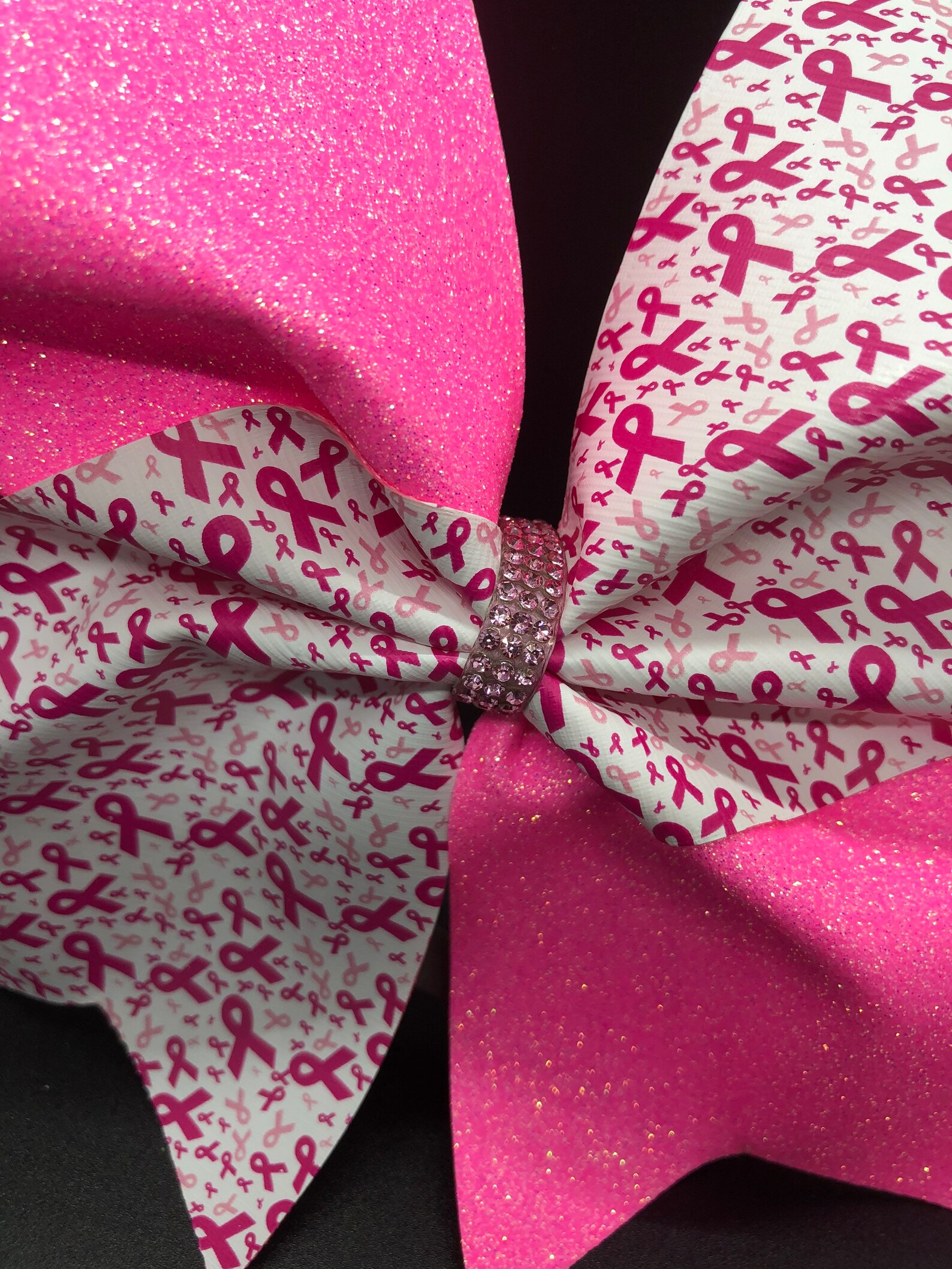 Neon Pink Glitter Cheer Bow-pink Bow With Rhinestones Pink - Etsy