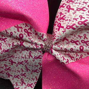 Neon Pink Glitter Cheer Bow-pink Bow With Rhinestones, Pink Cheer Bow ...