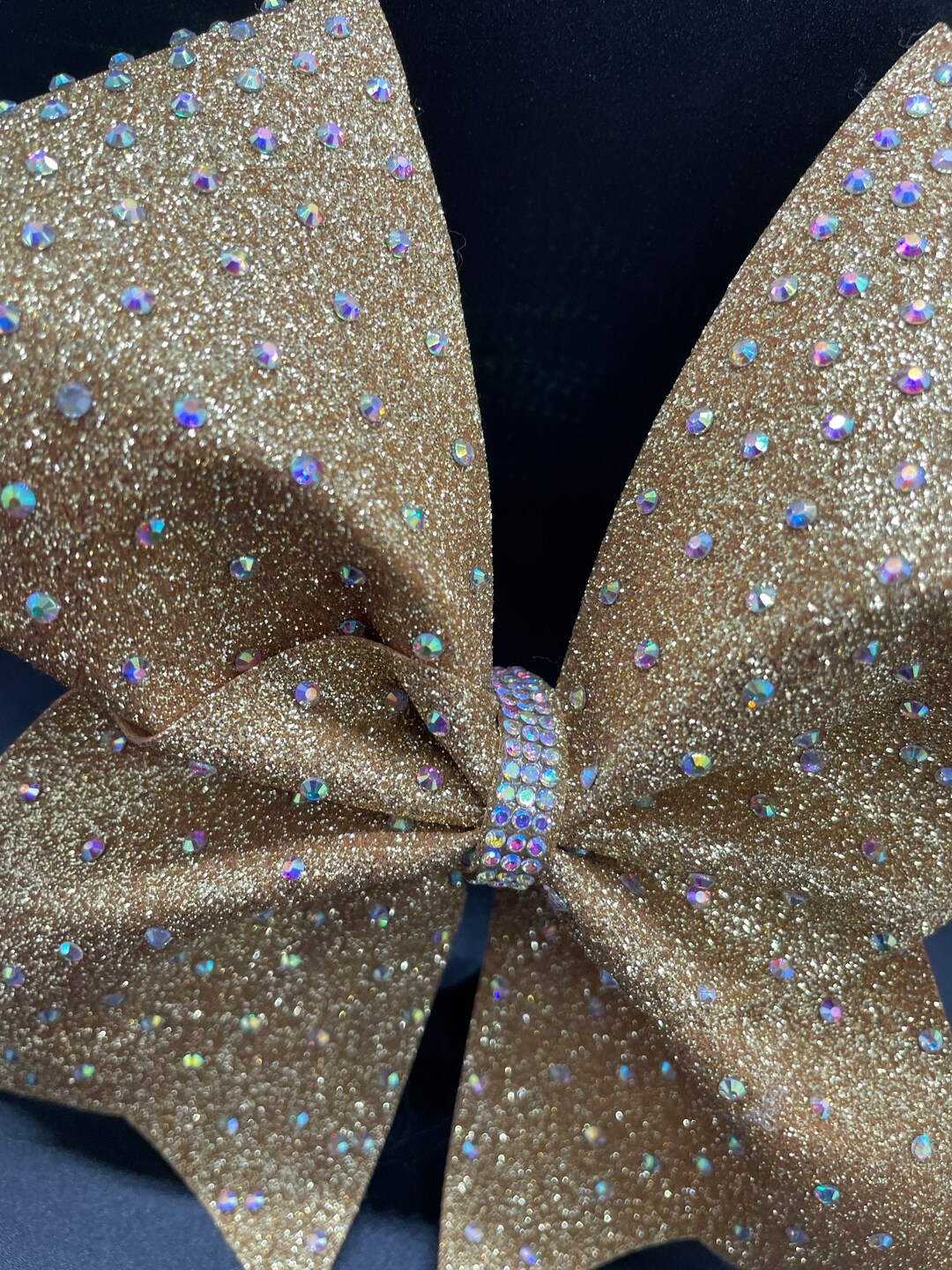 Gold Rhinestones Cheer Bow- Gold Glitter Cheer Bow- Competition Cheer ...