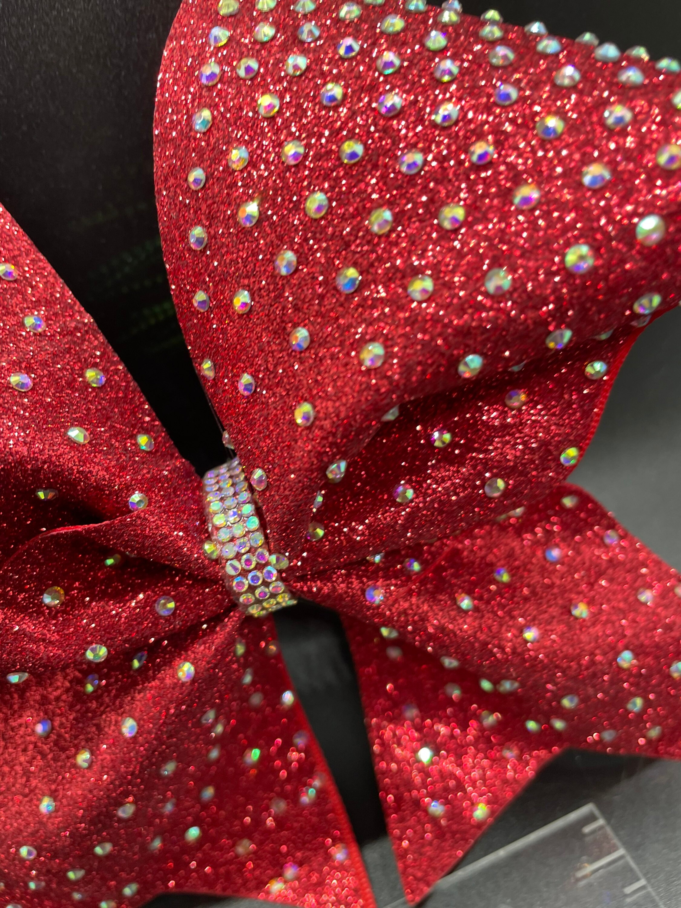 Red Rhinestones Cheer Bow-red Glitter Cheer Bow- Competition Cheer Bow ...