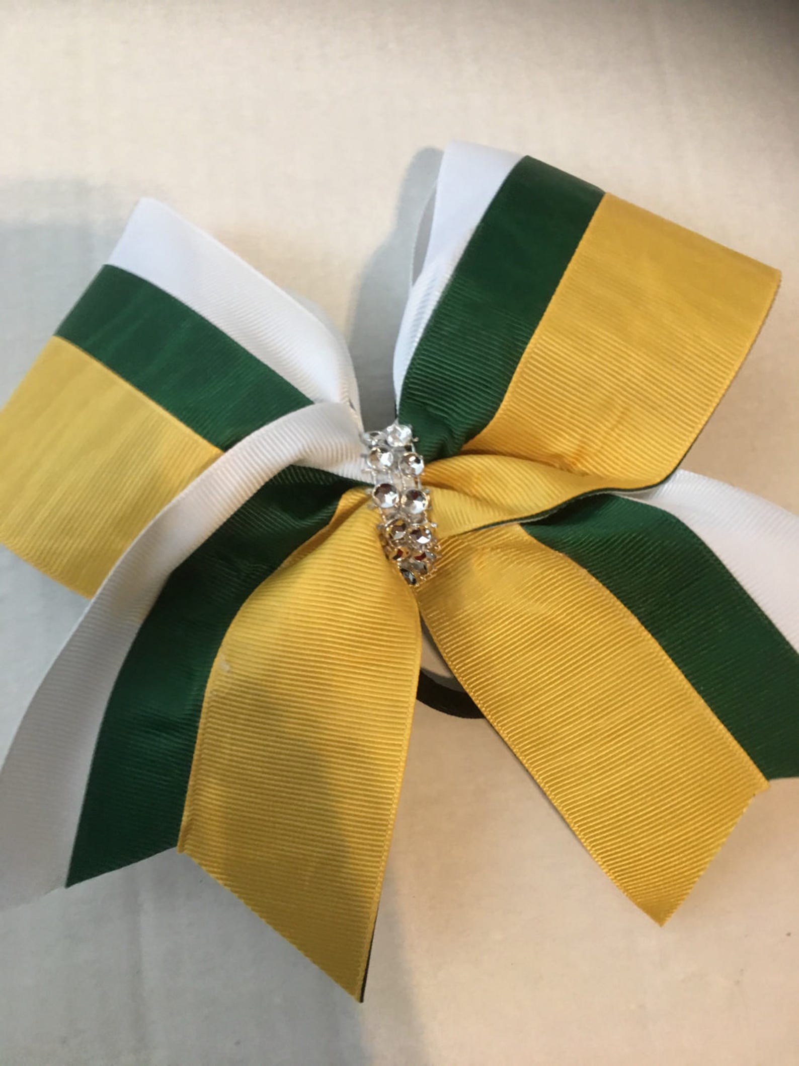 White Green and Gold Cheer Bow - Etsy