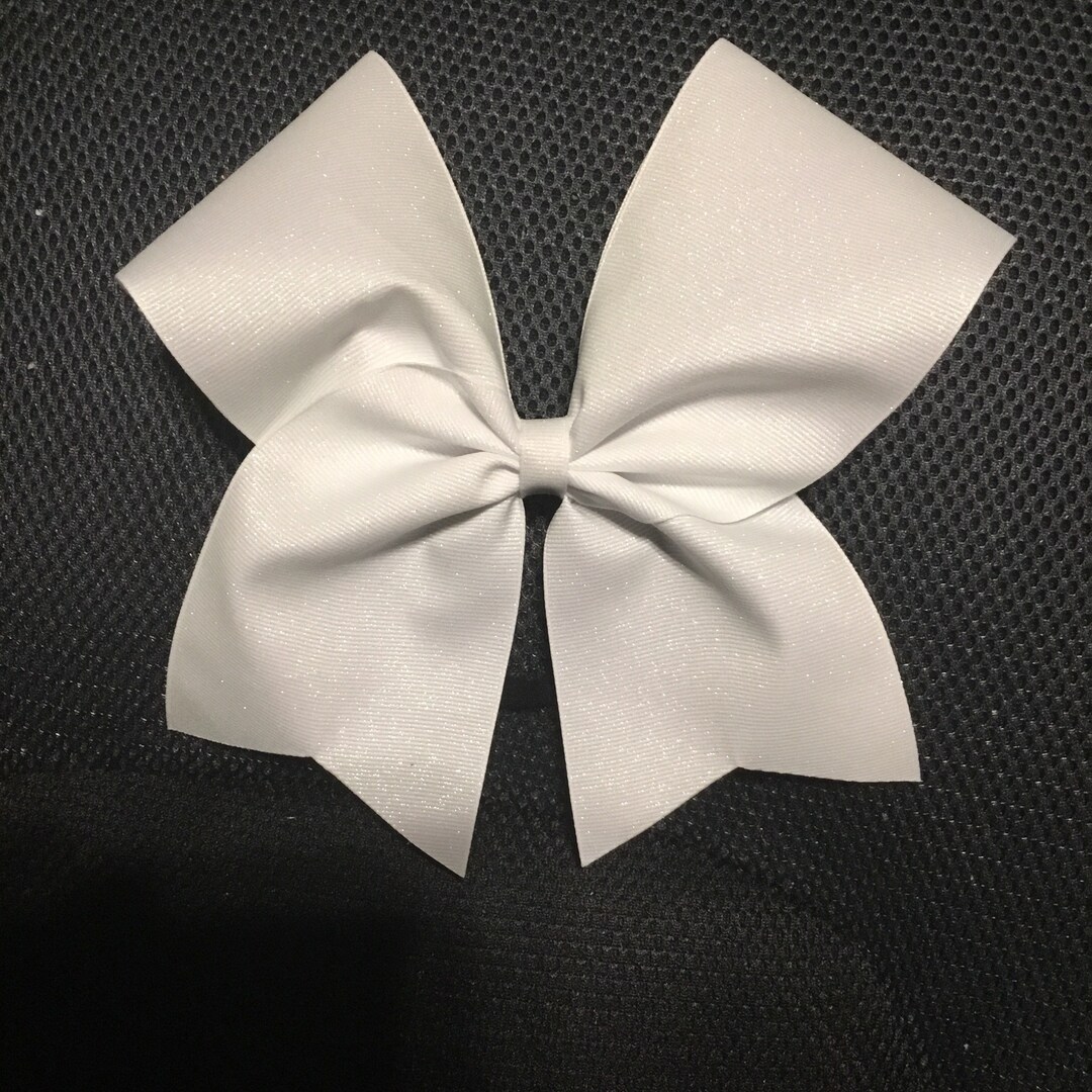 White Dazzle Glitter- Cheer Bow- White Glitter Cheer Bow- White Glitter ...