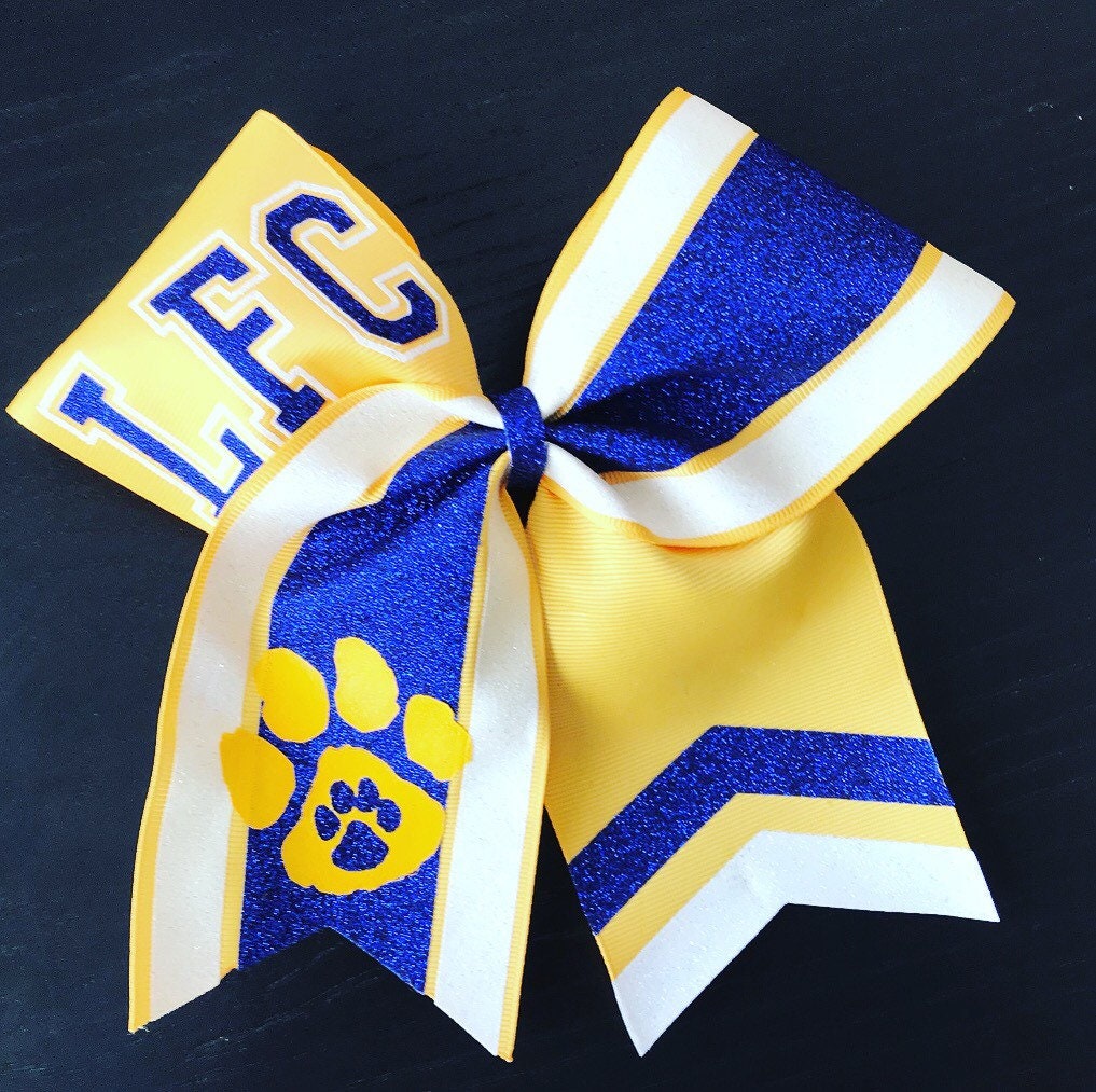 Royal Blue, Gold and White Glitter Cheer Bow Personalized Glitter Cheer ...