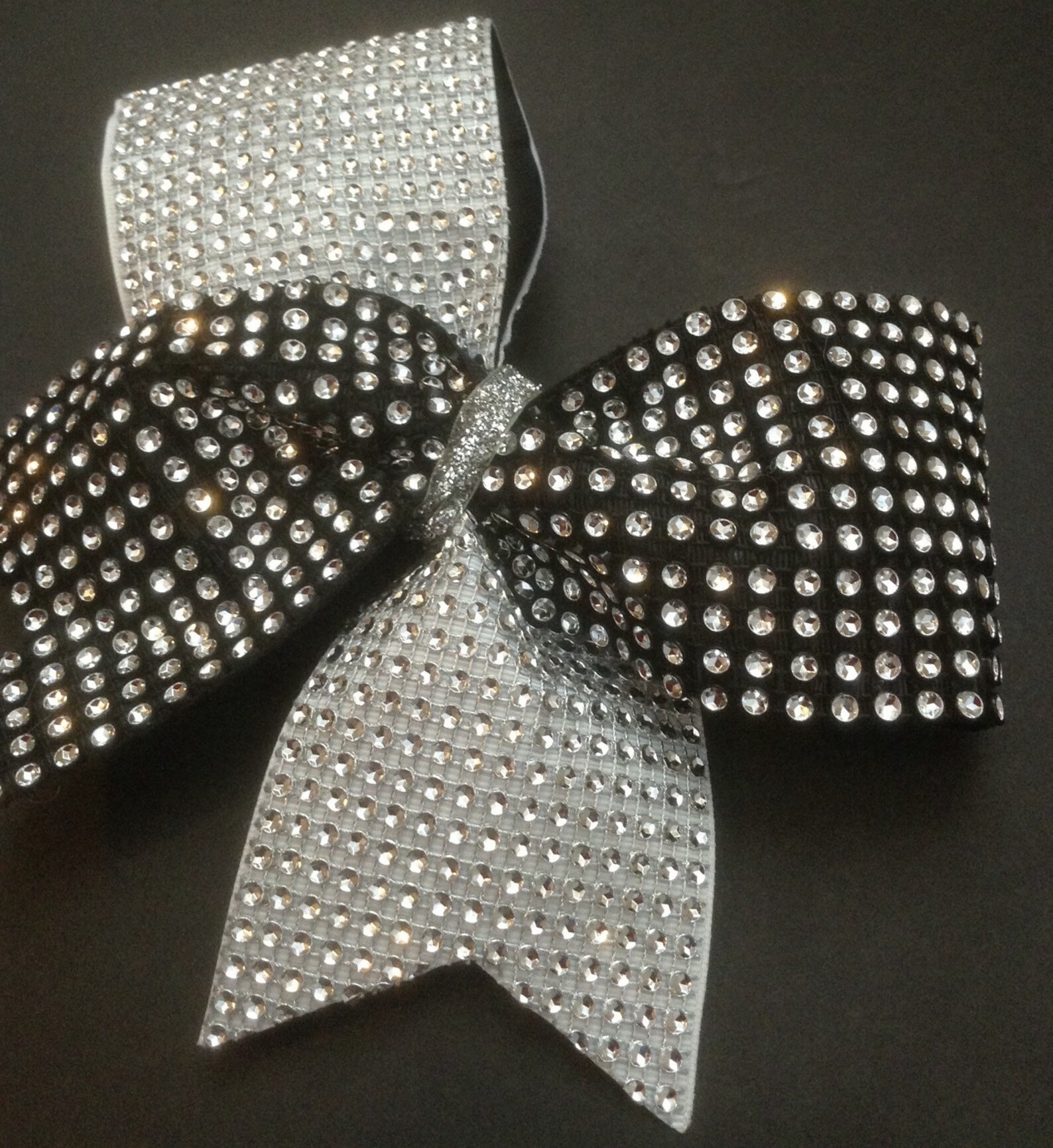 Silver & Black Rhinestones Cheer Bow - Etsy