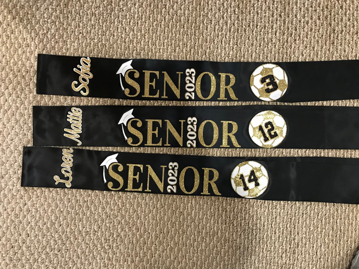 Black Senior Sash- Senior Soccer Sash- Glitter Senior Sash ...