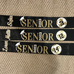 Black Senior Sash- Senior Soccer Sash- Glitter Senior Sash ...