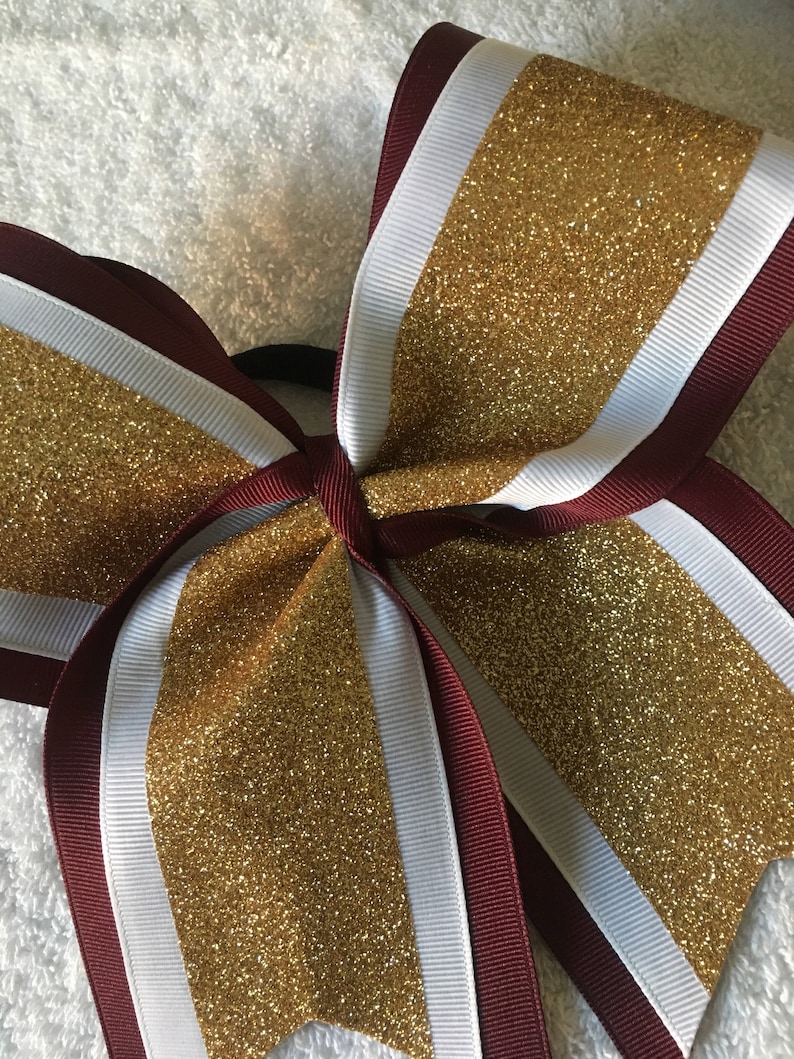 Maroon and Gold Cheer Bow Glitter Maroon Cheer Bow Sideline - Etsy