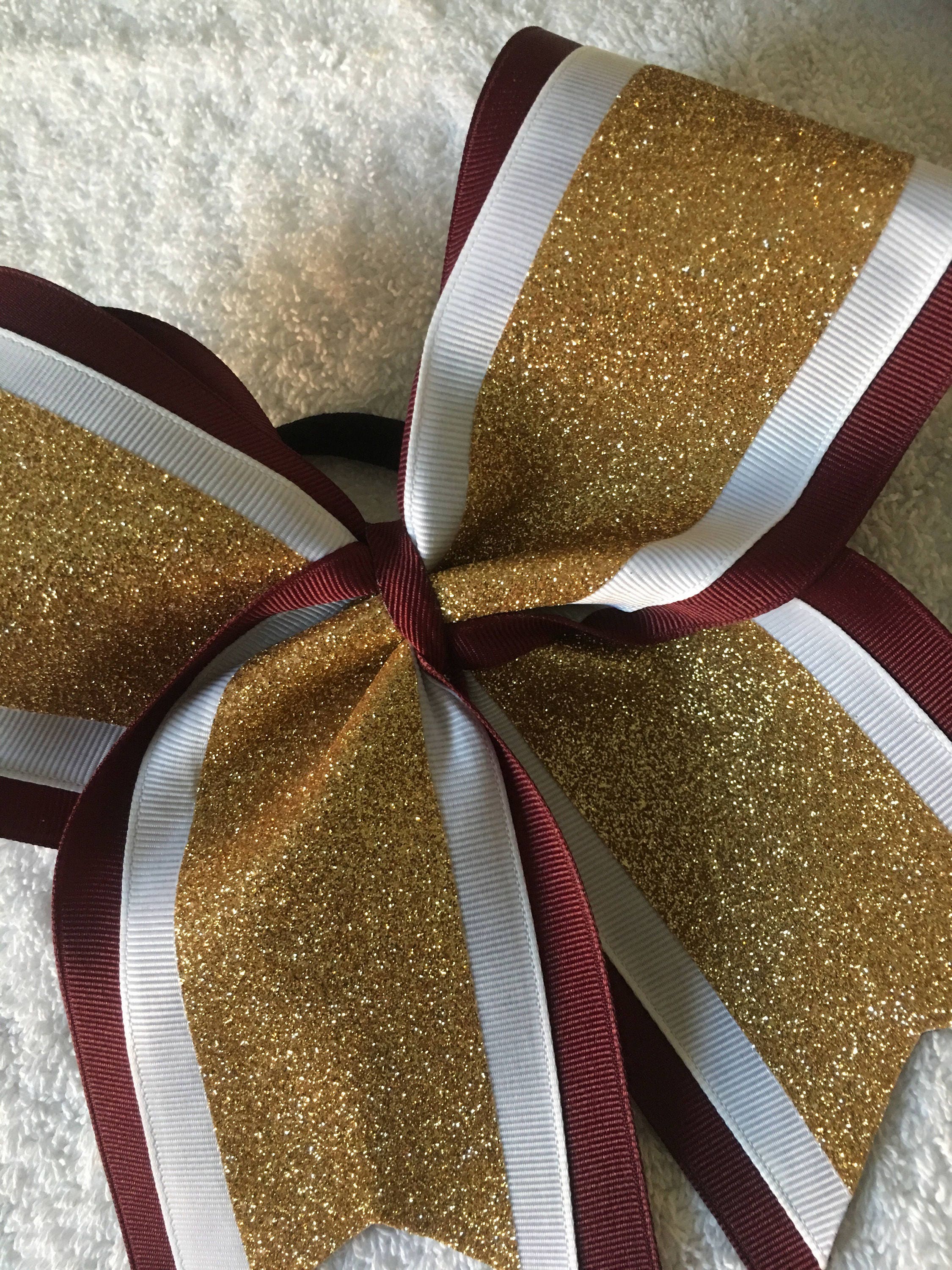 Maroon and Gold Cheer Bow Glitter Maroon Cheer Bow Sideline - Etsy