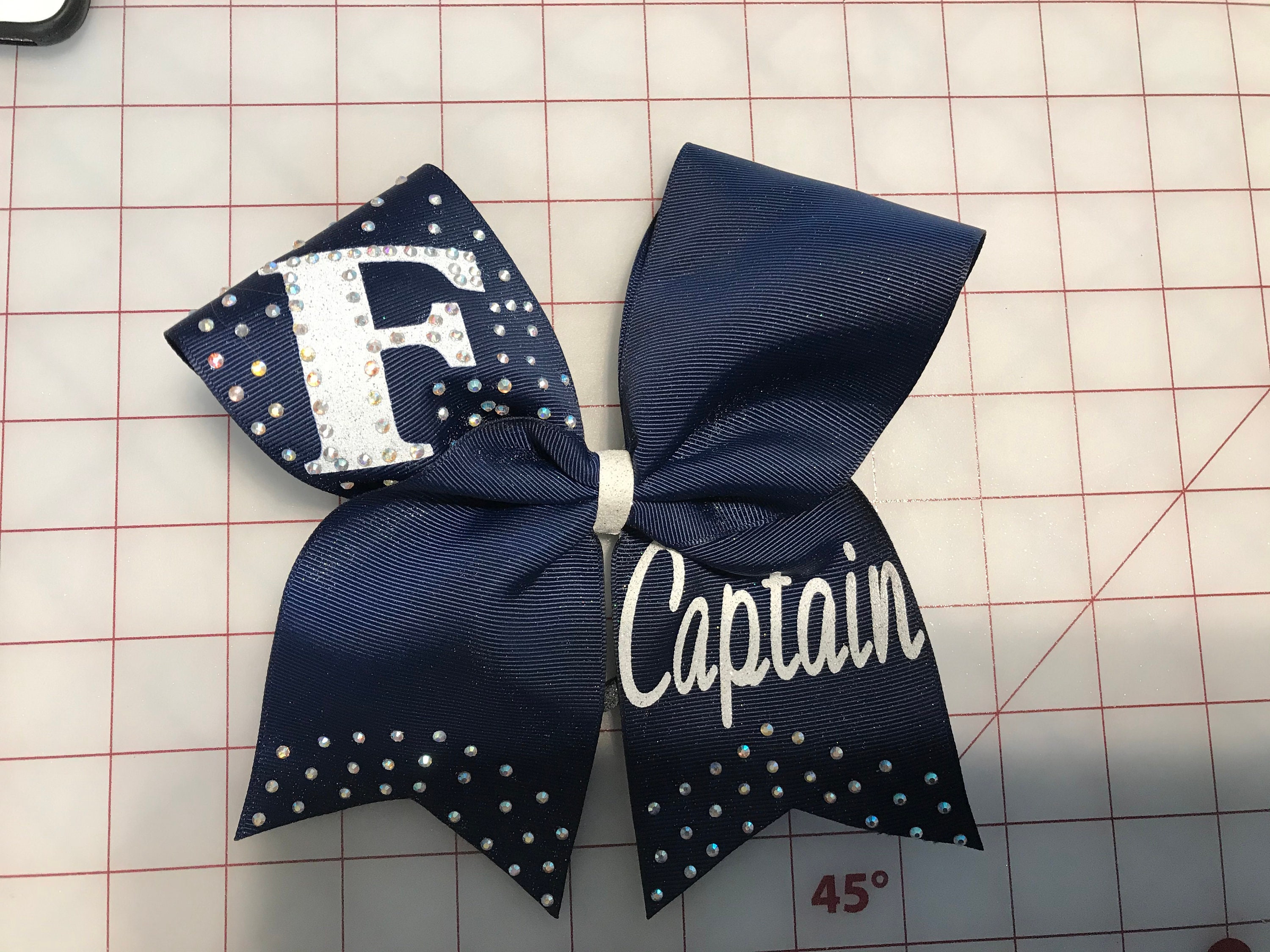Navy Blue Team Rhinestones Cheer Bow-personalized Navyblue - Etsy