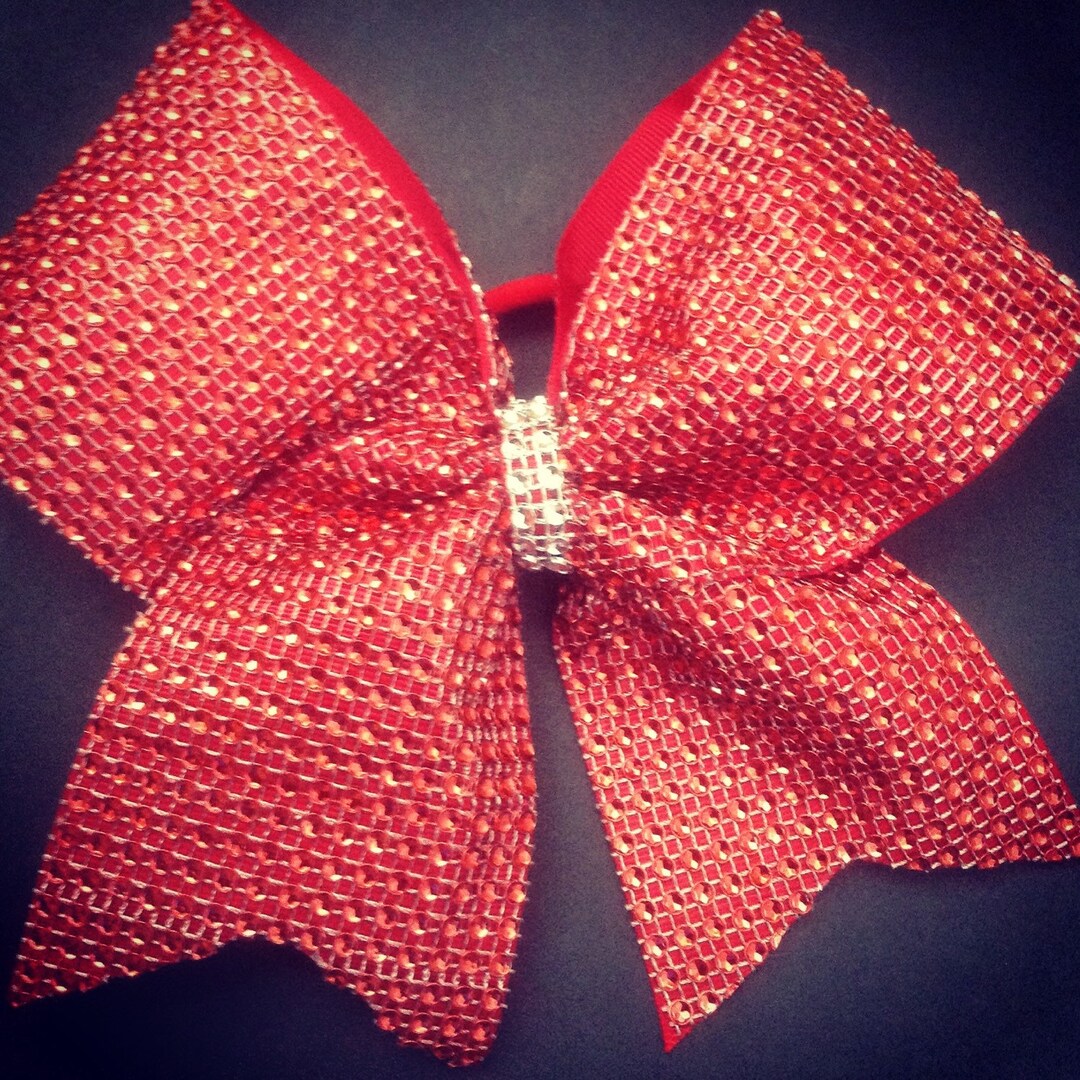 Cheer Bows( Red & Silver Rhinestones Cheer Bow)- Red Rhinestones Cheer ...