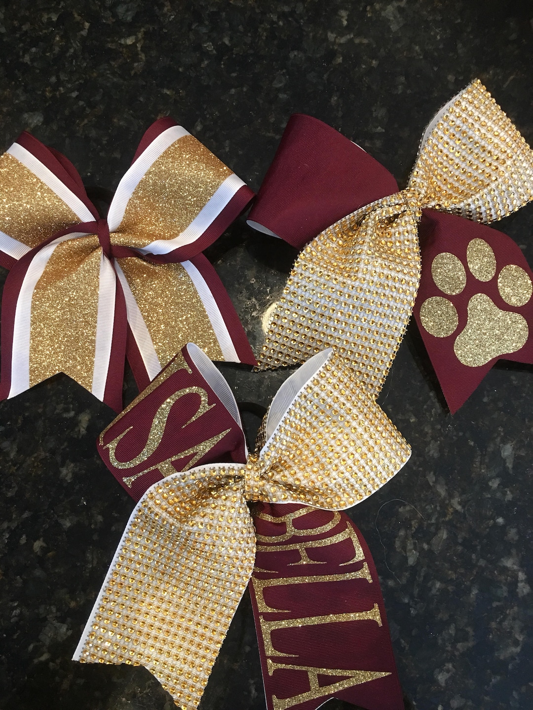 Maroon, White, Grey and Silver Cheer Bows(lot of 3') - Etsy