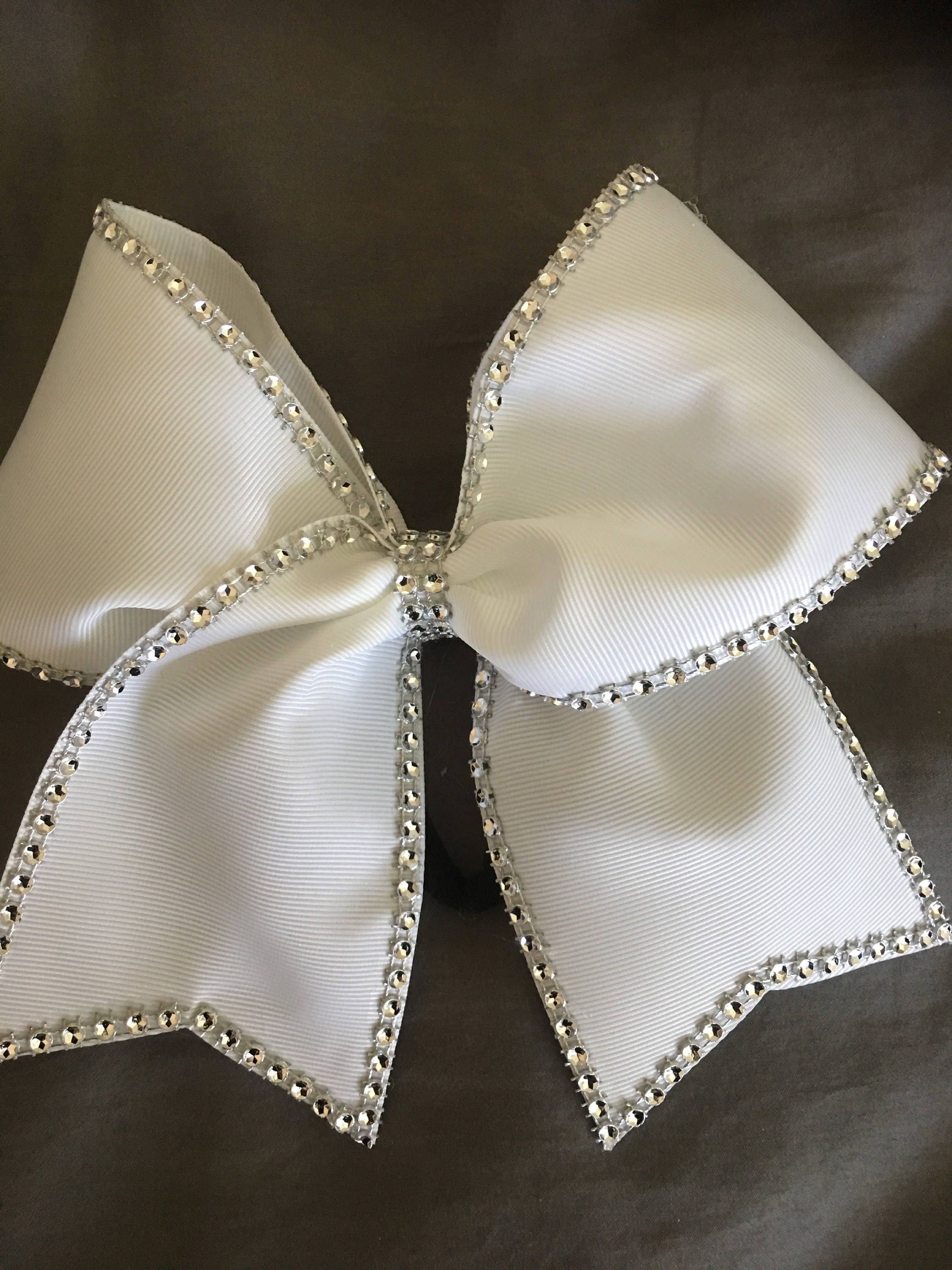 Classic Rhinestones White Cheer Bow-simple Cheer Bow Softball - Etsy