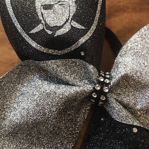 Raiders Black and Silver Glitter Cheer Bow - Etsy