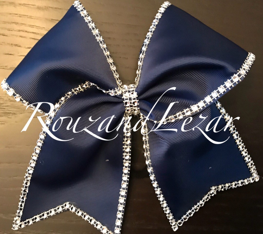 Classic Rhinestones Navy Blue Cheer Bow-simple Cheer Bow- Softball Bows ...